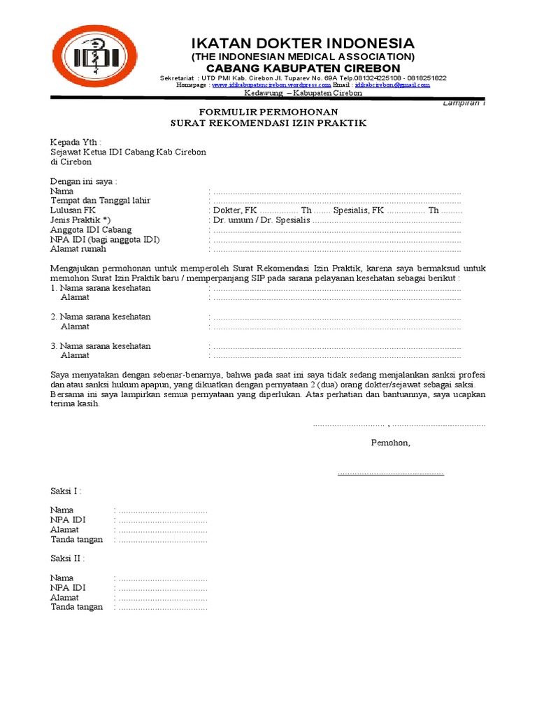 Permohonan Surat Izin Praktek SIP | PDF