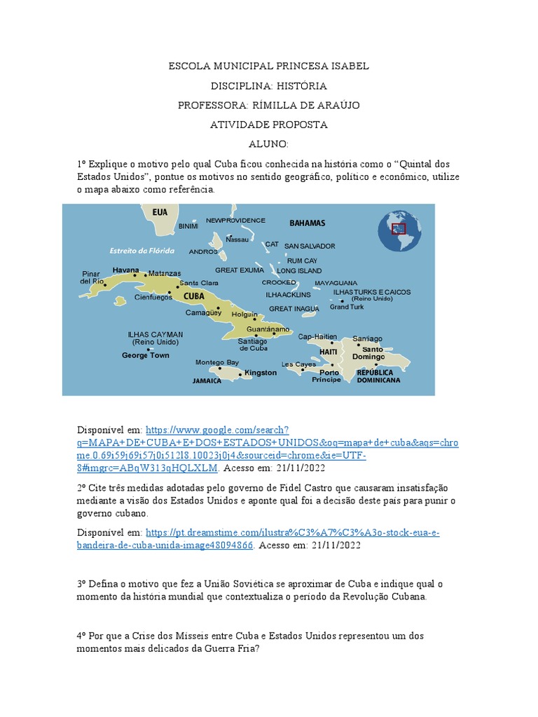 Atividade Sobre Revolução Cubana | PDF