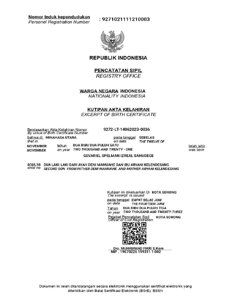 Akte Kelahiran | PDF