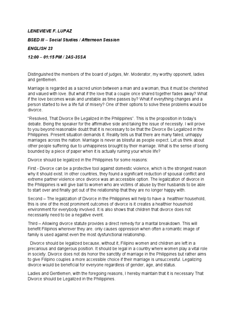 Eng23 (Constructive Speech) | PDF