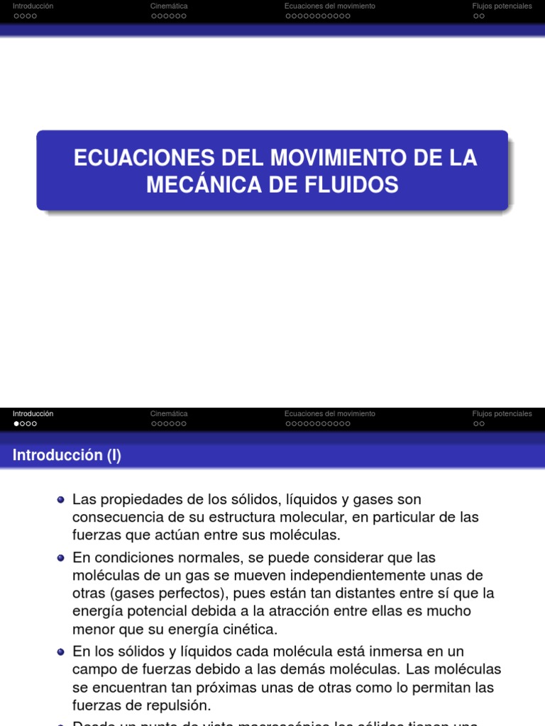 Mecánica de Fluidos: Ecuaciones y Flujos | PDF | Gases | Fuerza