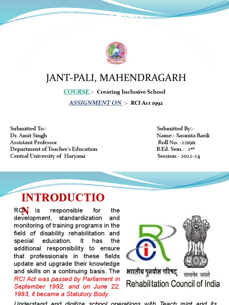 RCI Act 1992: Functions and Objectives | PDF | Physical Therapy ...