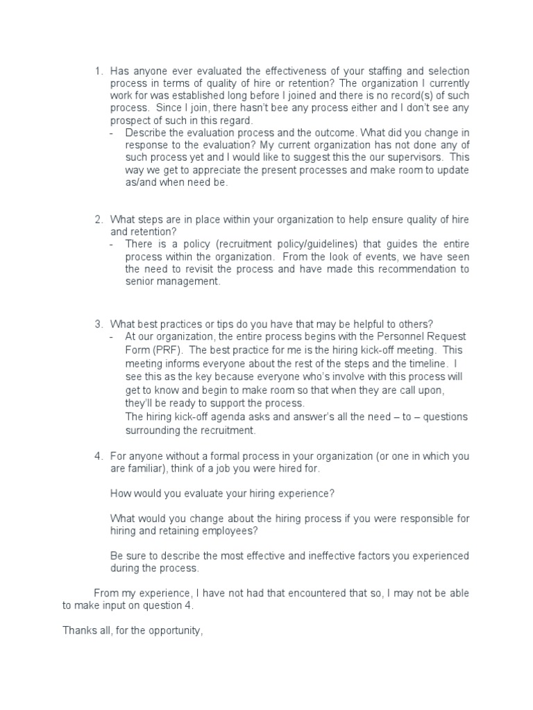 Has Anyone Ever Evaluated The Effectiveness of Your Staffing and Selection Process in Terms of ...