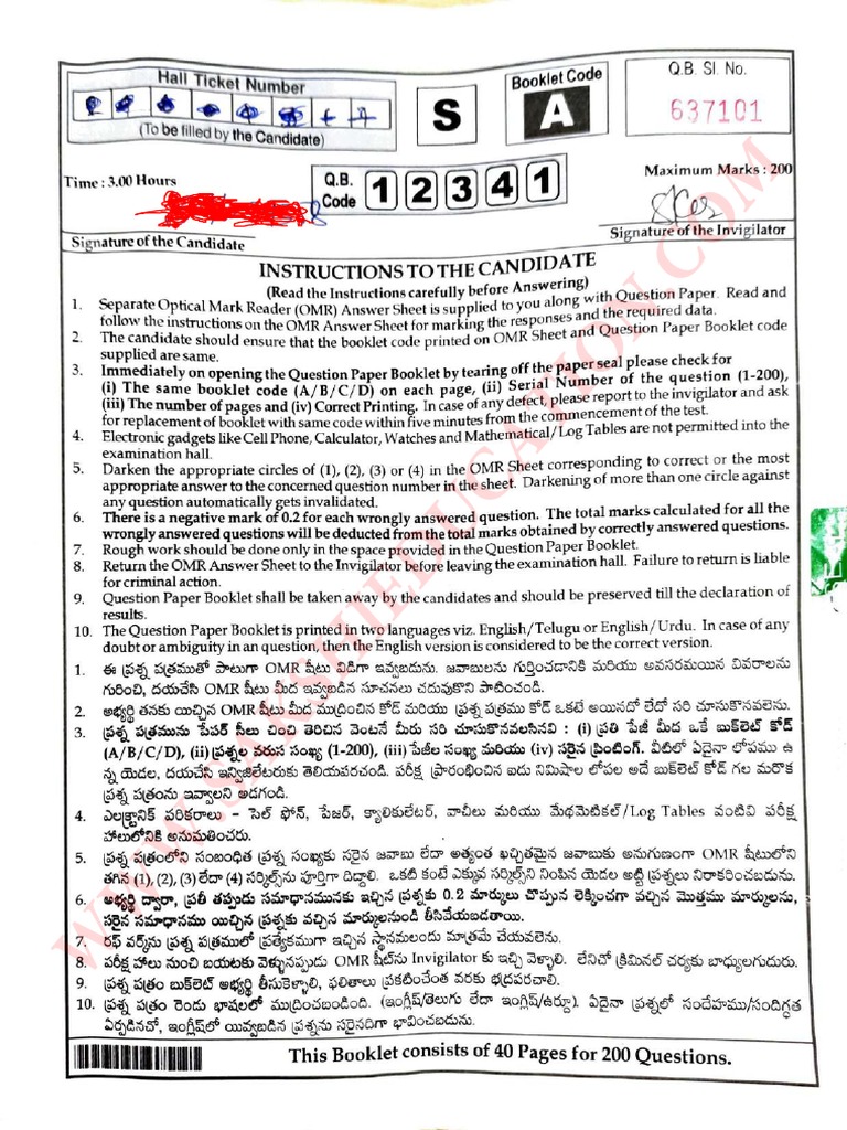 TS Constable Question Paper Key 2022 | PDF