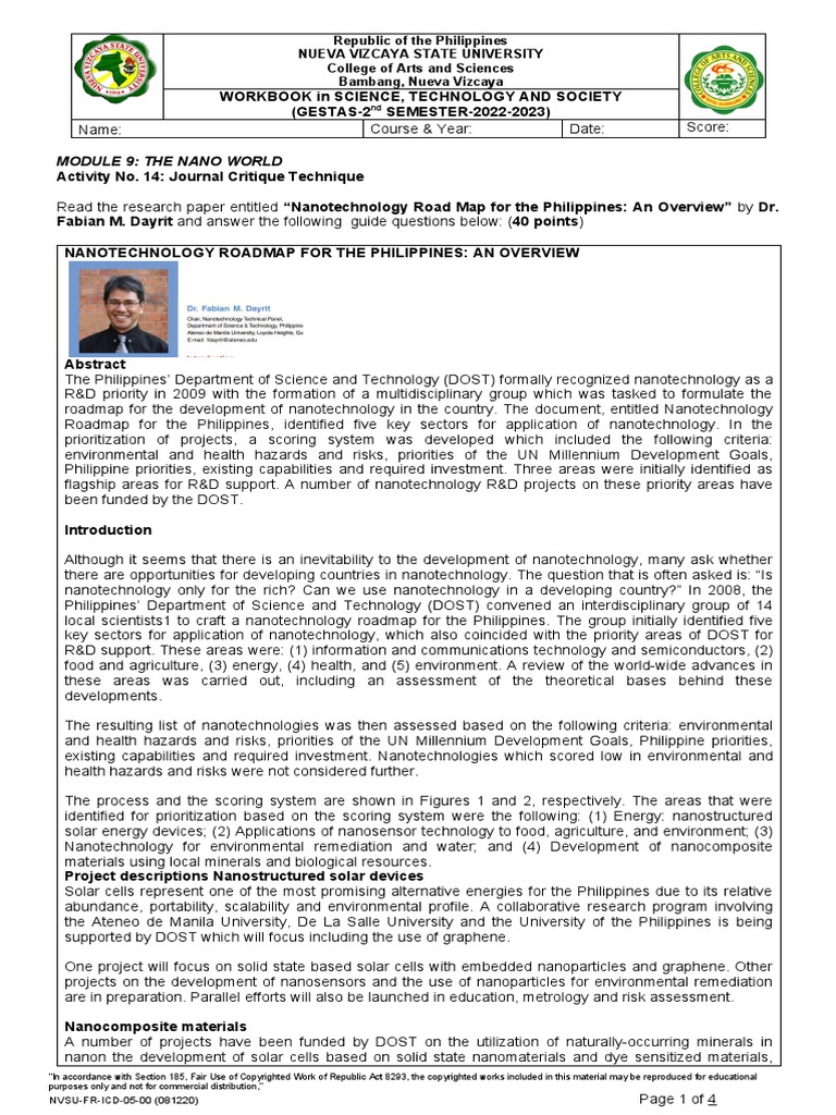 Workbook Module 9 | PDF | Nanocomposite | Nanotechnology