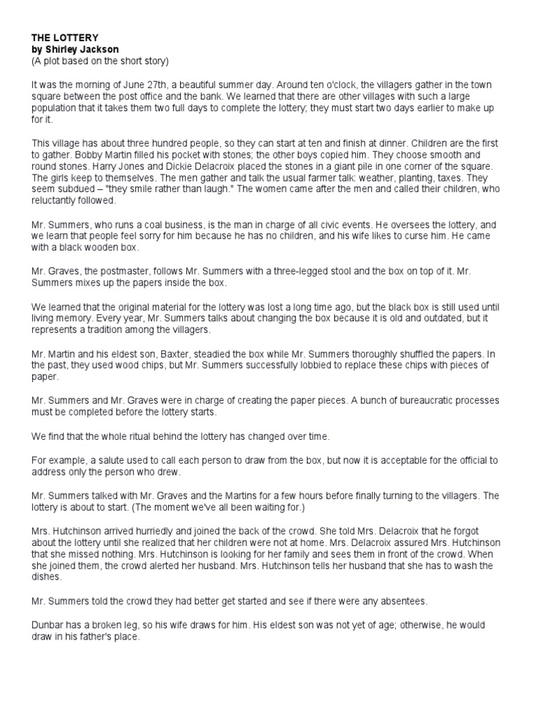 The Lottery by Shirley Jackson | PDF