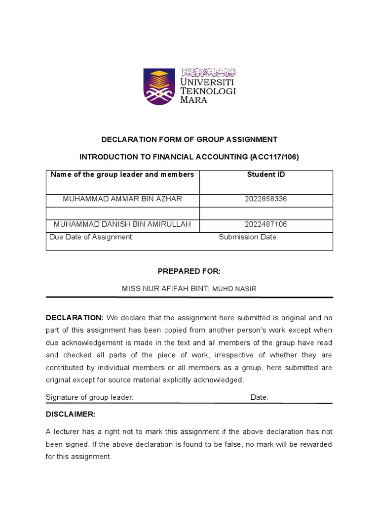 ACC117 Assignment | PDF | Debits And Credits | Business
