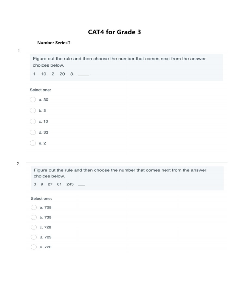 CAT4 For G3-07-Number Series | PDF