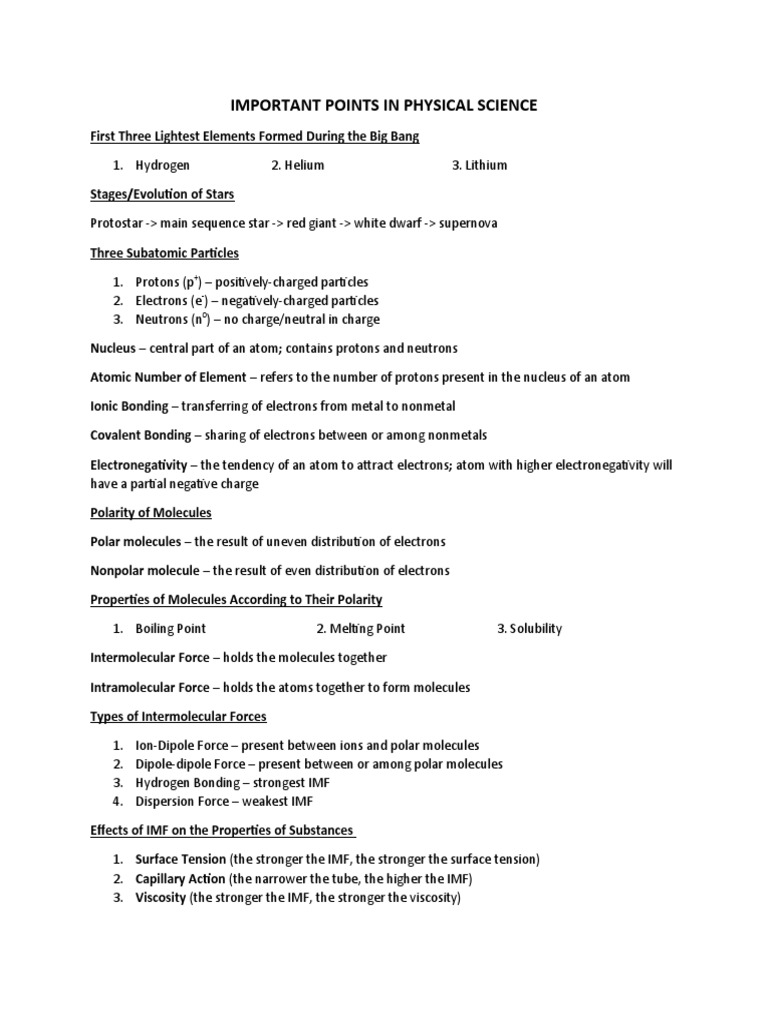 Grade 11 Physical Science Review Guide | PDF | Science & Mathematics