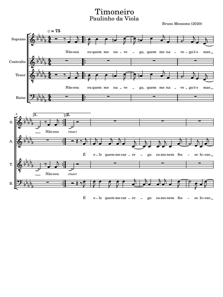 Timoneiro Paulinho Da Vila SATB | PDF