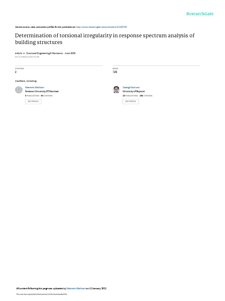 Determination of Torsional Irregularity in Response Spectrum Analysis of Building Structures ...