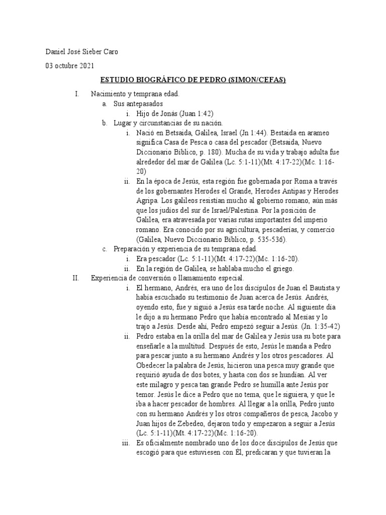 Biografía de Pedro: Apóstol y Líder | PDF | Jesús | San Pedro