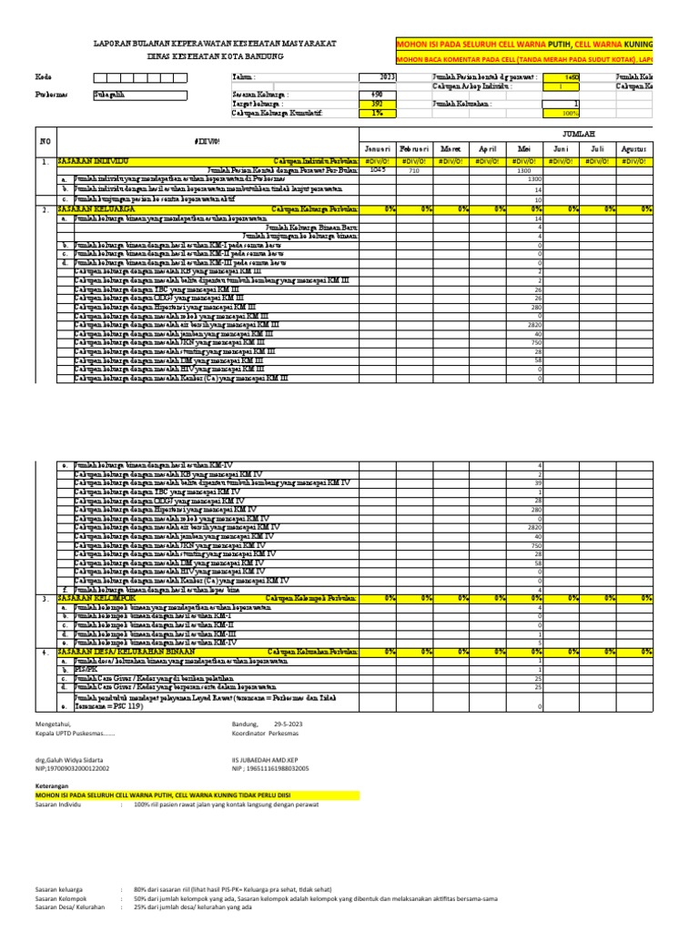 FORM BARU Laporan Bulanan Untuk Puskesmas Perkesmas-PISPK TH 2023 | PDF