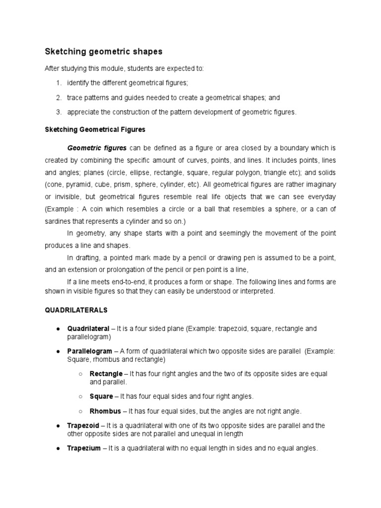 1 - Sketching Geometric Shapes | PDF | Shape | Rectangle