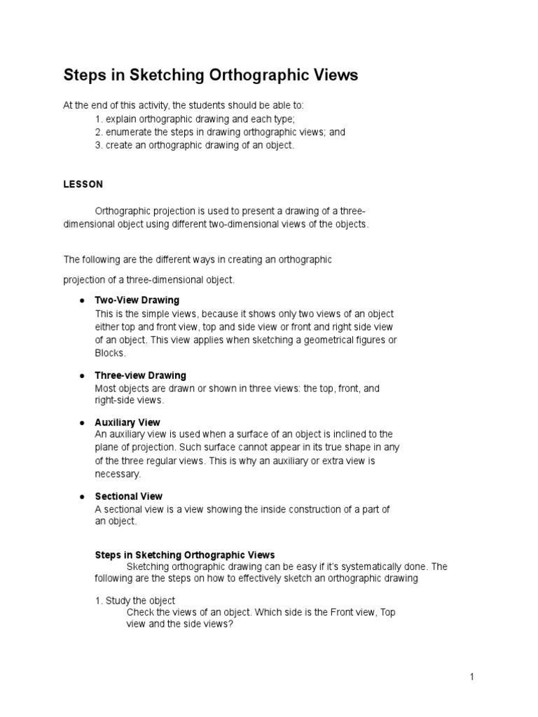 3 - Steps in Sketching Orthographic Views | PDF | Drawing | Geometry