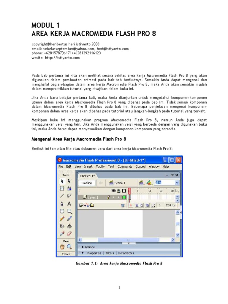 Modul 1 Area Kerja Macromedia Flash Pro 8 | PDF