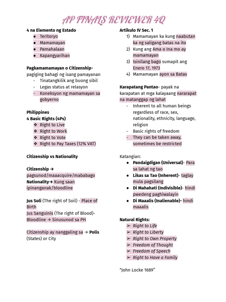 Ap Finals Reviewer 4Q | PDF