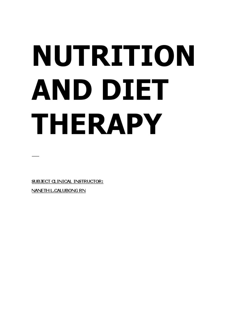 Introduction to Nutrition and Diet Therapy | PDF