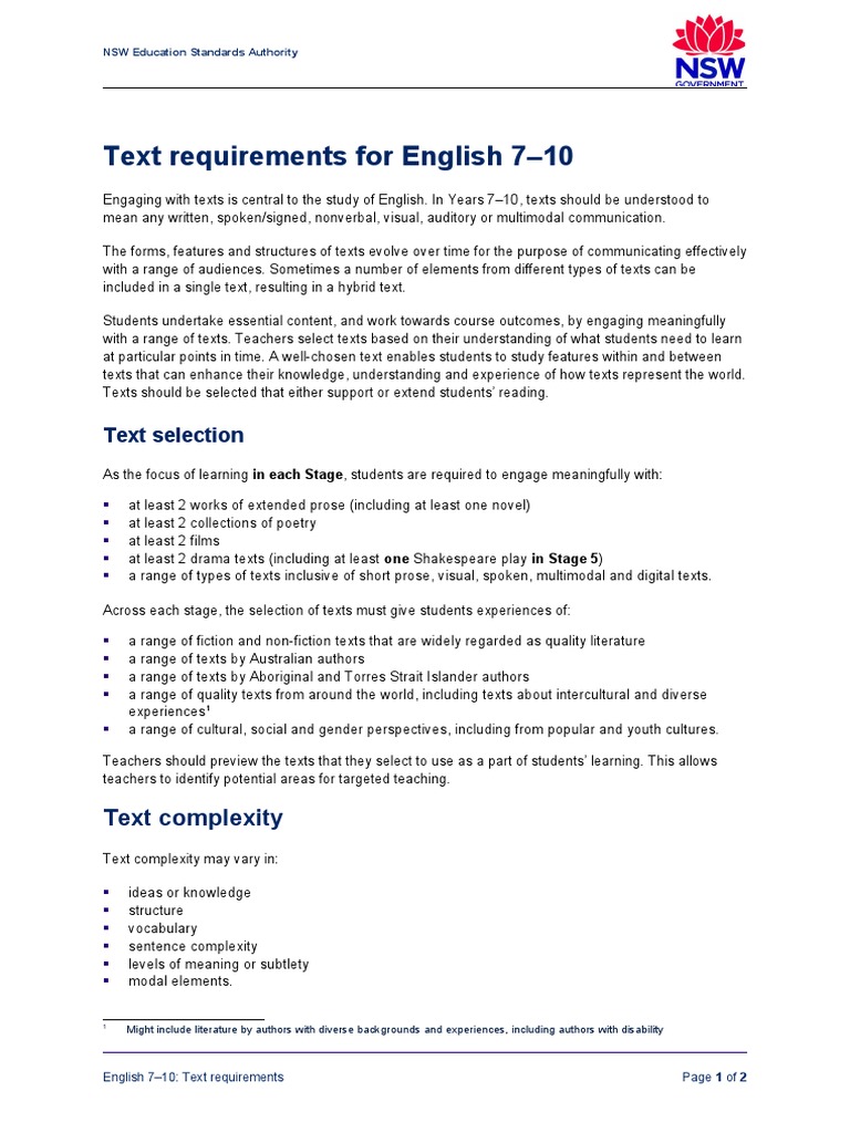 Text Requirements For English 7 10 | PDF | Career & Growth | Foreign ...