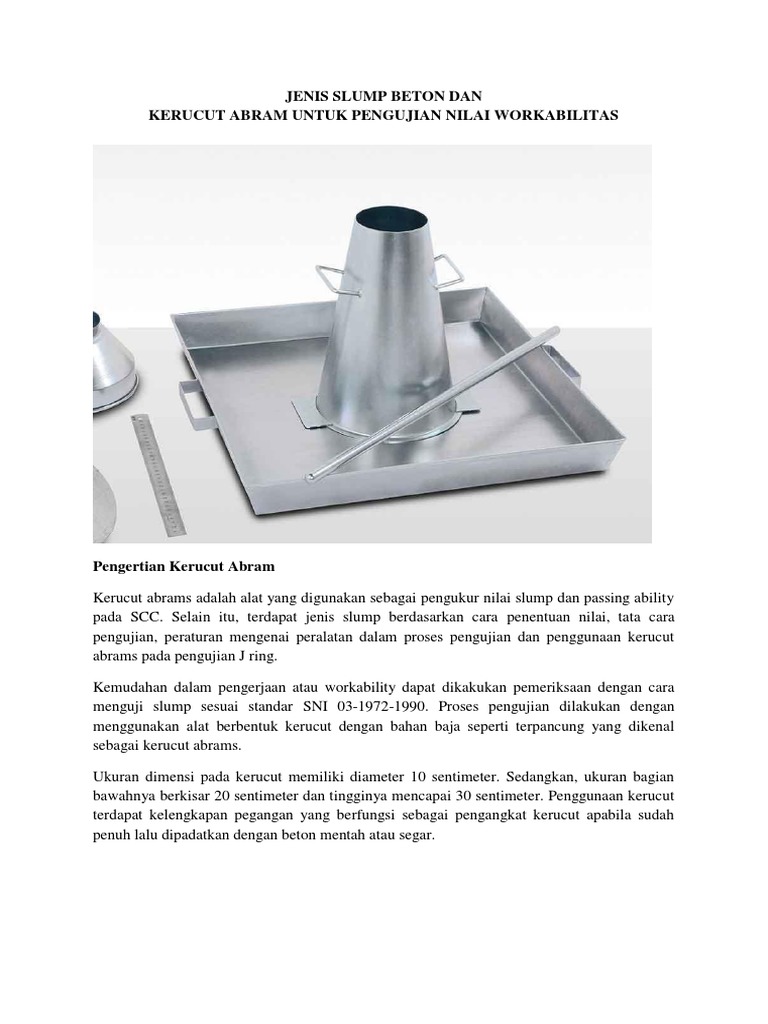 Jenis dan Pengujian Slump Beton | PDF | Griya & Taman | Teknologi ...