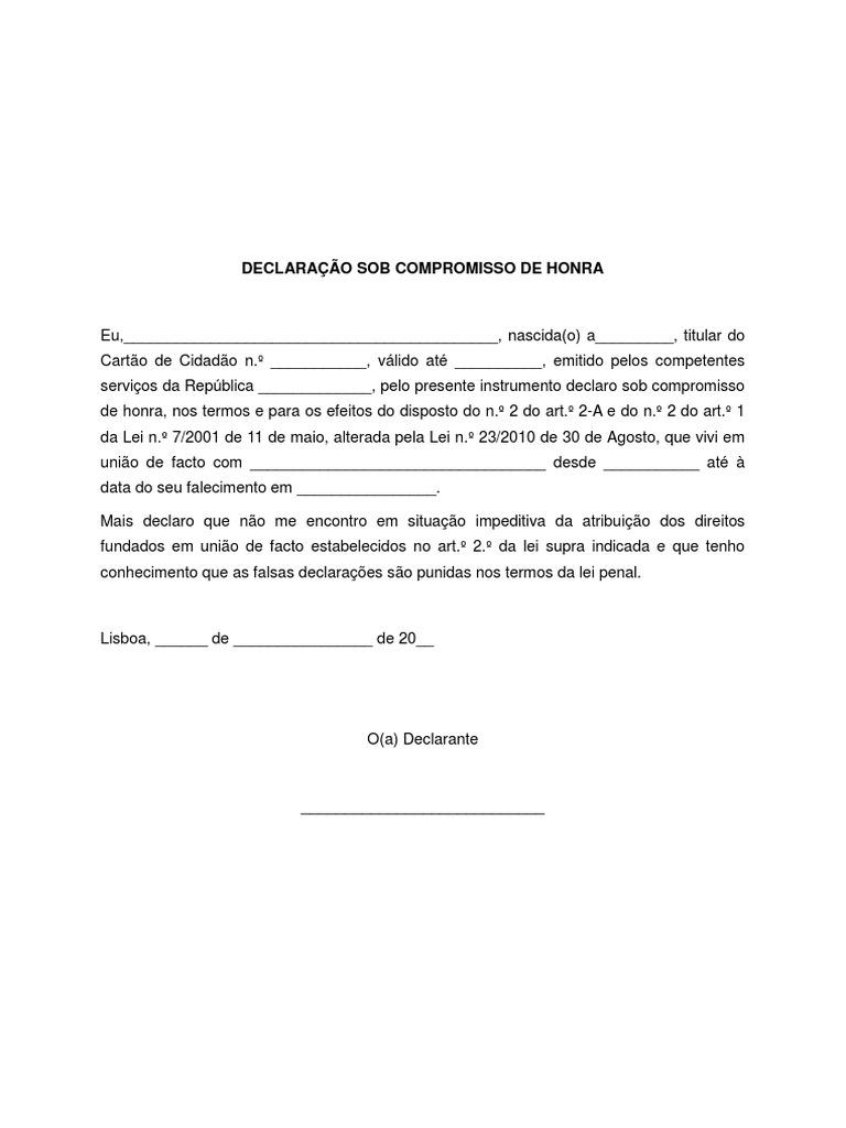 Declaração de União de Facto | PDF | Direito | Política
