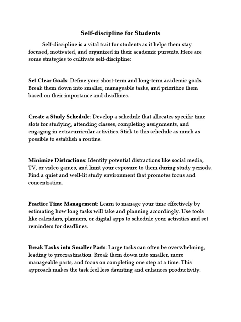 Self-Discipline For Students | PDF | Disciplines | Change