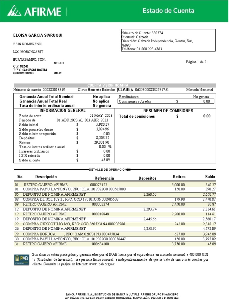 Plantilla Afirme 1 | PDF | Bancos | Finanzas personales