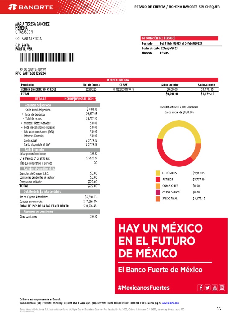 Plantilla Banorte 1 | PDF | Bancos | Tarjeta de débito