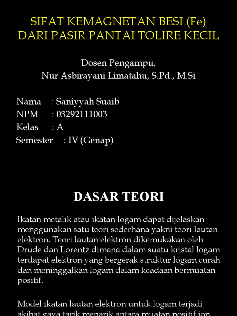 Sifat Kemagnetan Besi (Fe) Dari Pasir Pantai Tolire Kecil | PDF | Ilmu Sosial | Sains & Matematika