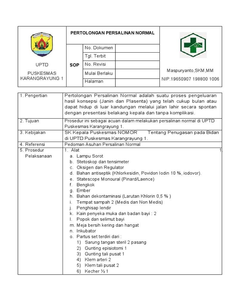 Sop Persalinan | PDF