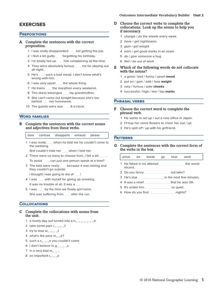 U2 Voc Builder | PDF | Verb | Language Mechanics