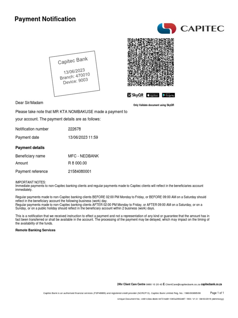 Payment Notification | PDF