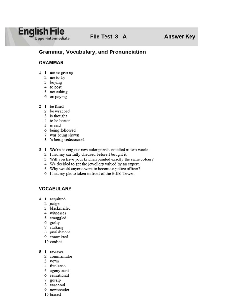 Englishf4 Test 8 Answer1 | PDF