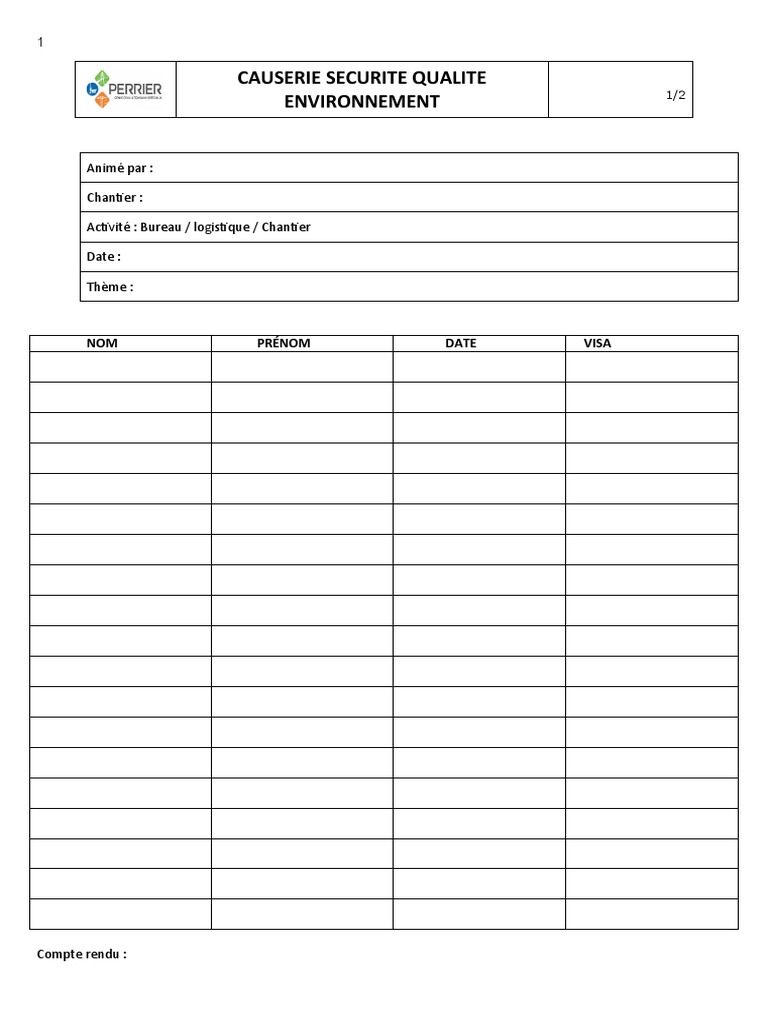 Feuille D'émargement Causerie PERRIER | PDF