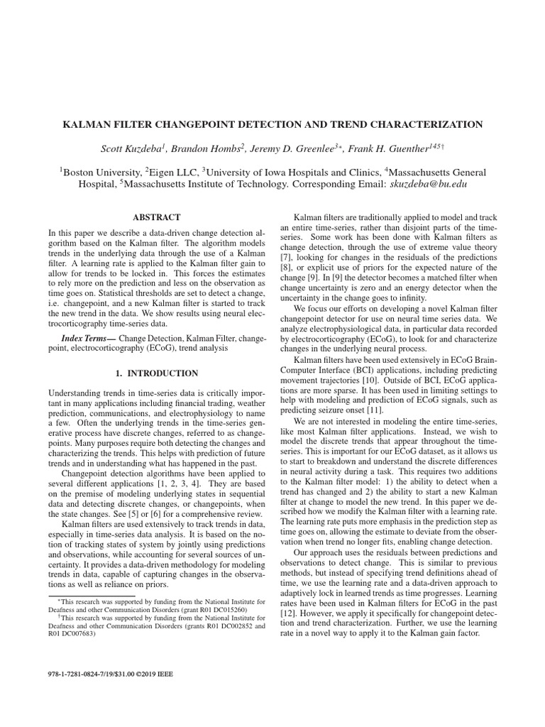 Kalman Filter Changepoint Detection and Trend Characterization | PDF ...