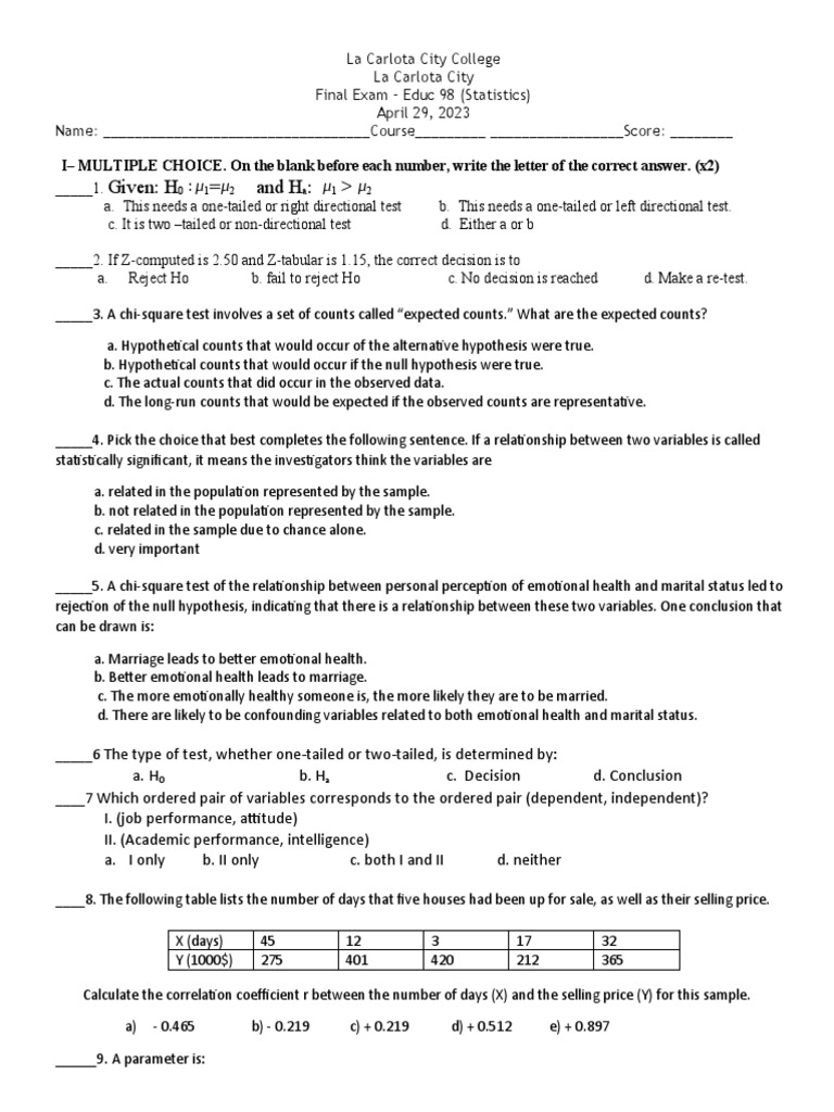 Educ 98 Final Exam 2 2022 23 1st Set | PDF