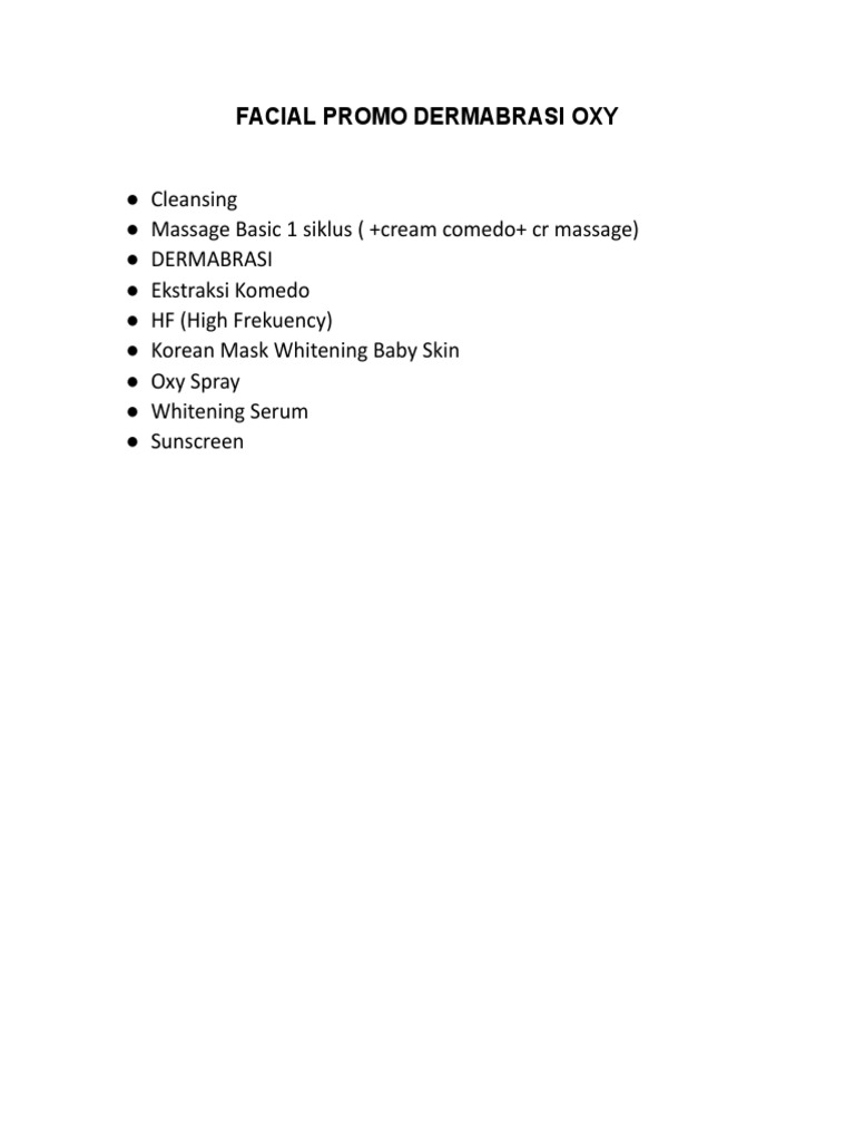 Sop Facial Promo Dermabrasi Oxy | PDF