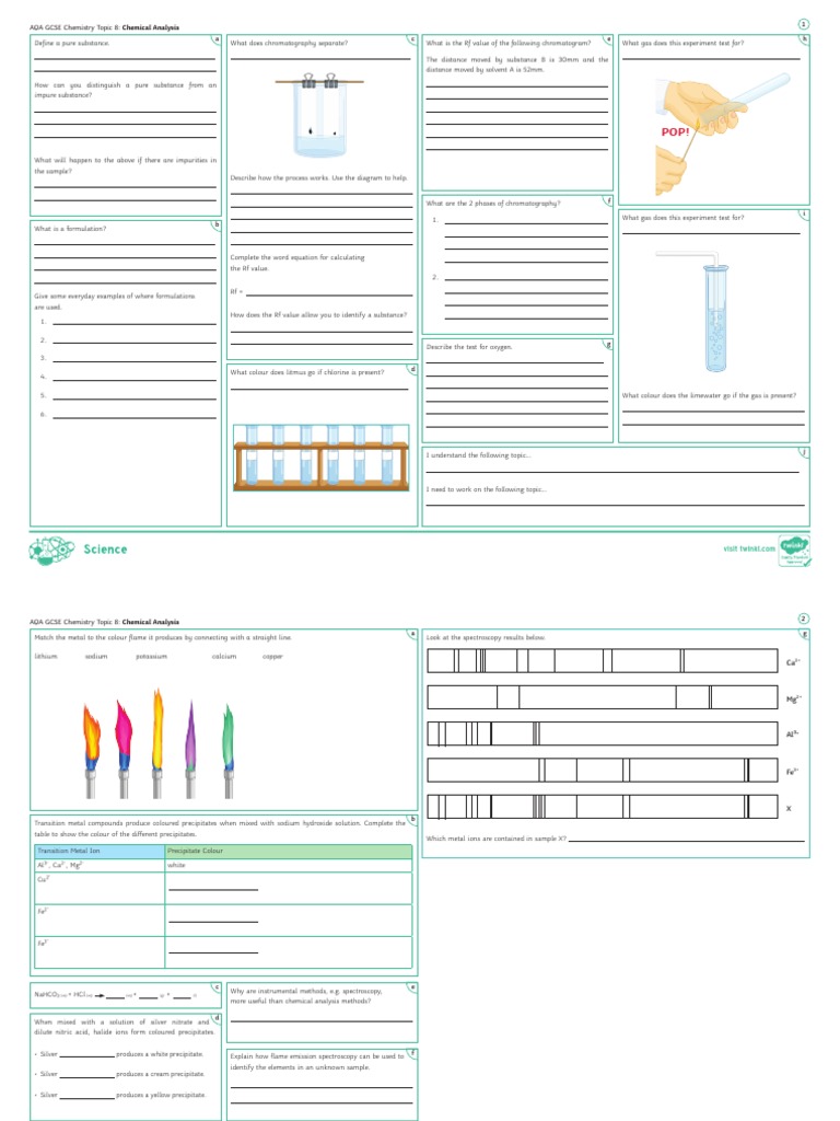 Topic 8 Chemical Analysis Revision Mat | PDF | Chemical Substances ...