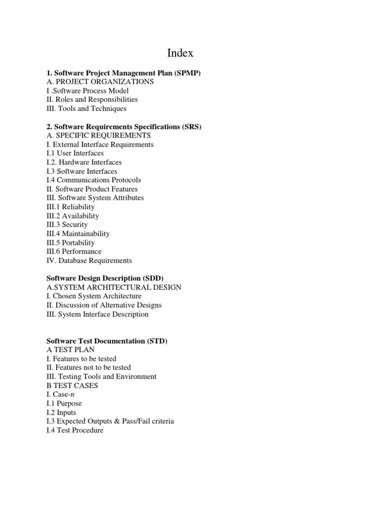 Index: 1. Software Project Management Plan (SPMP) | PDF | Art