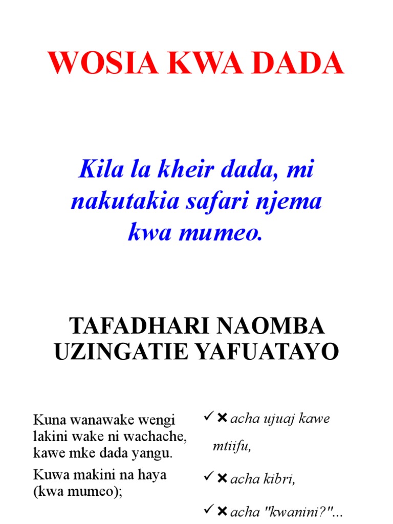 Wosia Kwa Dada | PDF