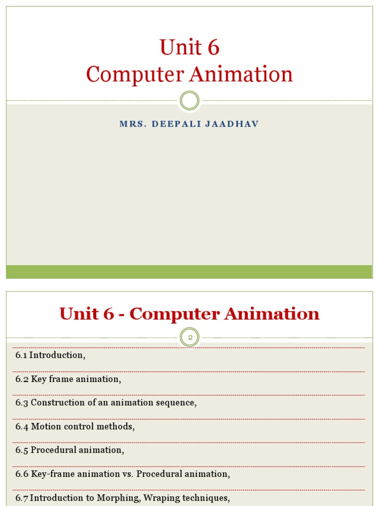 Unit 6 - Computer Animation | PDF