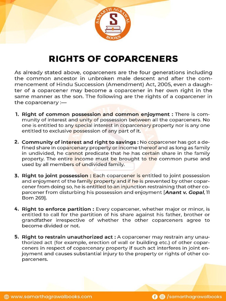 Rights of Coparceners | PDF