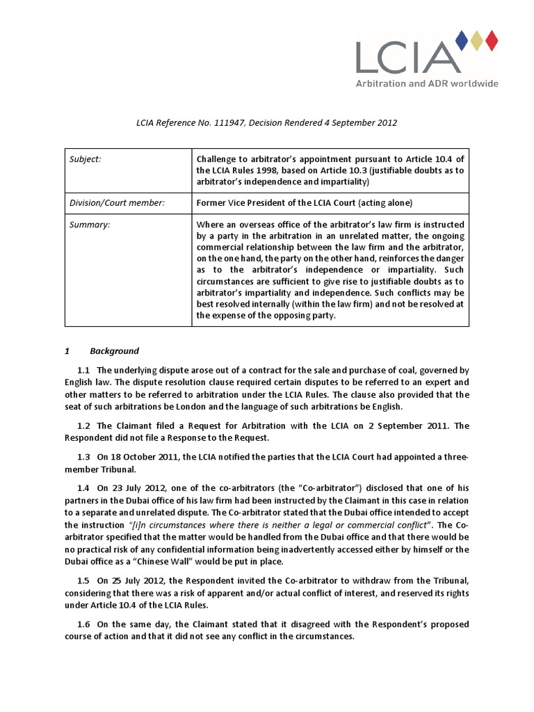 13 - LCIA Reference 2012 | PDF