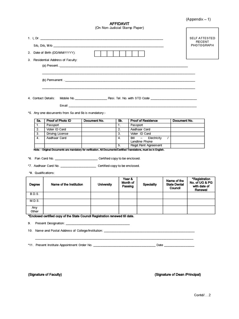 DCI Faculty Affidavit Form | PDF | Affidavit | Government