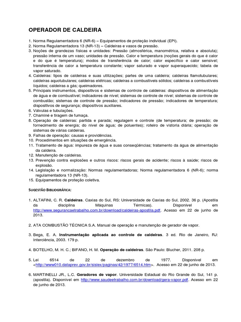 Operador Caldeira | PDF | Caldeira | Calor