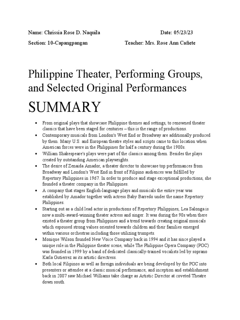 Mapeh Q4 | PDF | Theatre | Play (Theatre)