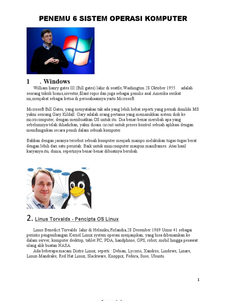 Penemu Sistem Operasi | PDF | Komputer | Teknologi & Rekayasa