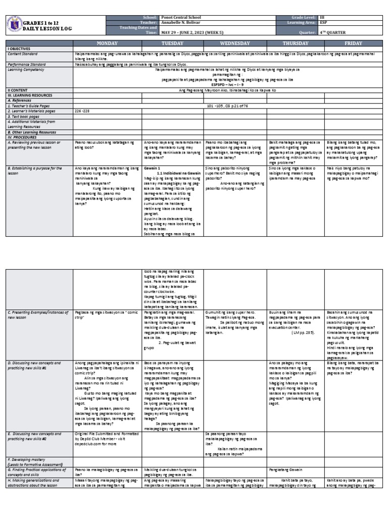 DLL - Esp 3 - Q4 - W5 | PDF