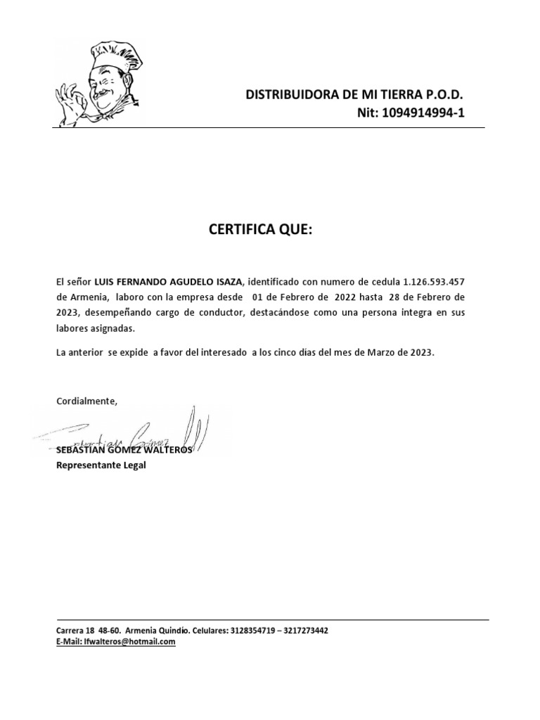 El Señor LUIS FERNANDO AGUDELO ISAZA | PDF