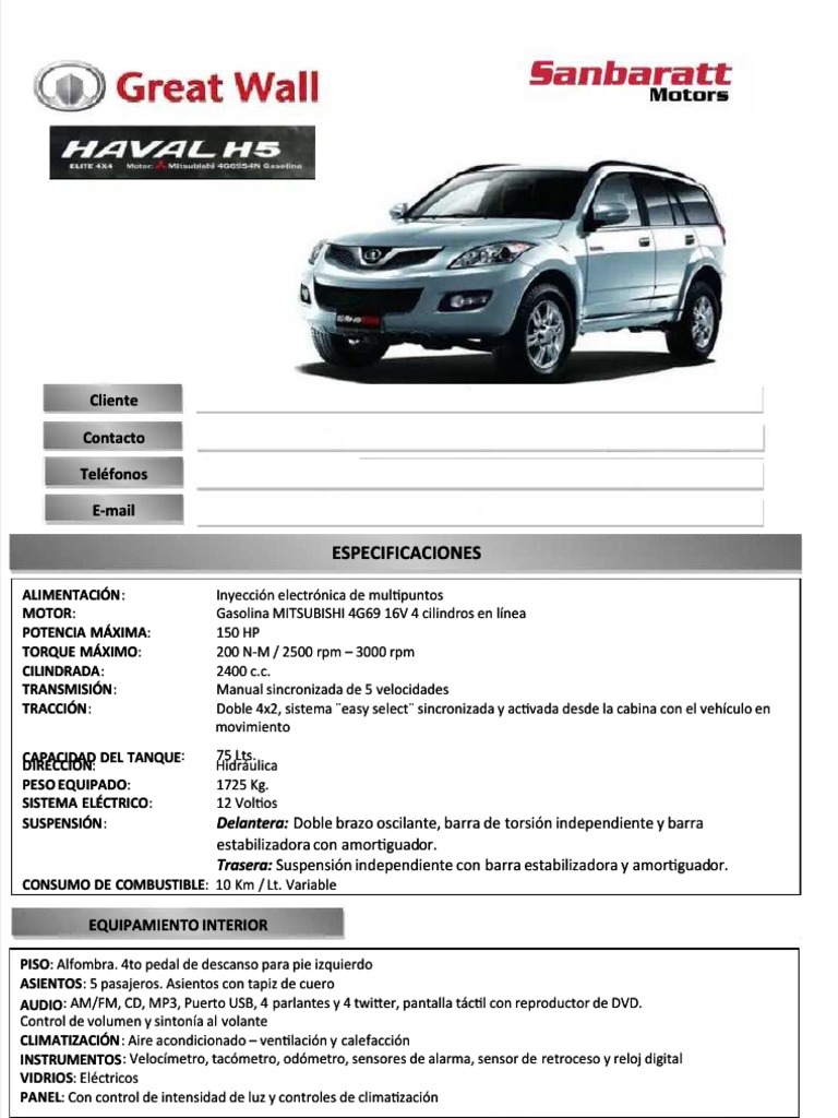 Haval h5 2014 | PDF | Vehículo de motor | Fabricantes de vehículos de motor